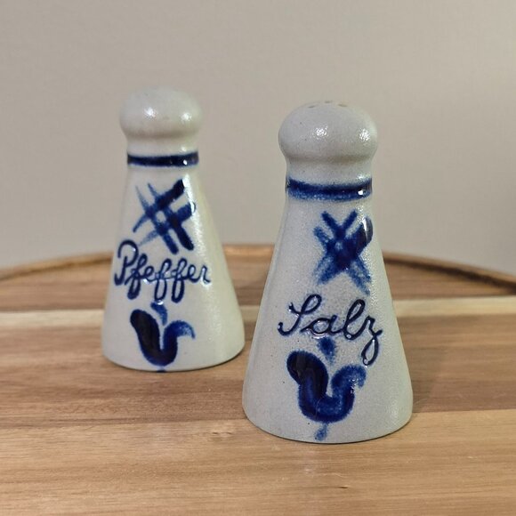 Kitchen | Vintage German Salt Glaze Blue Grey Salt And Pepper Shakers ...